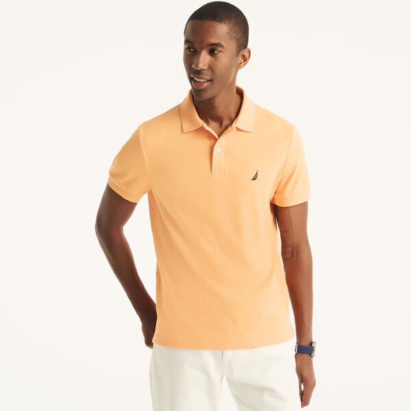 Slim Fit Interlock Deck Polo - Fire Orange, XS | Nautica