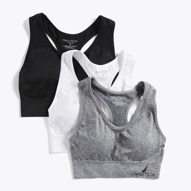 SEAMLESS MESH RACERBACK BRA, 3-PACK | Nautica